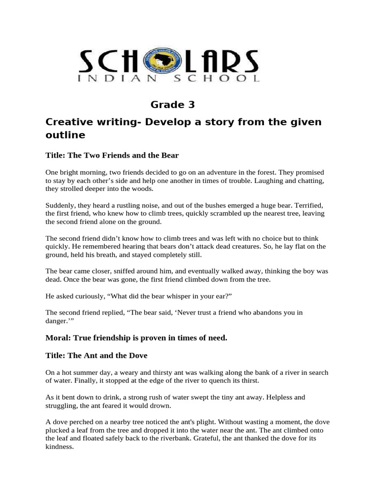 Story Writing Grade 3 Answer Key | PDF