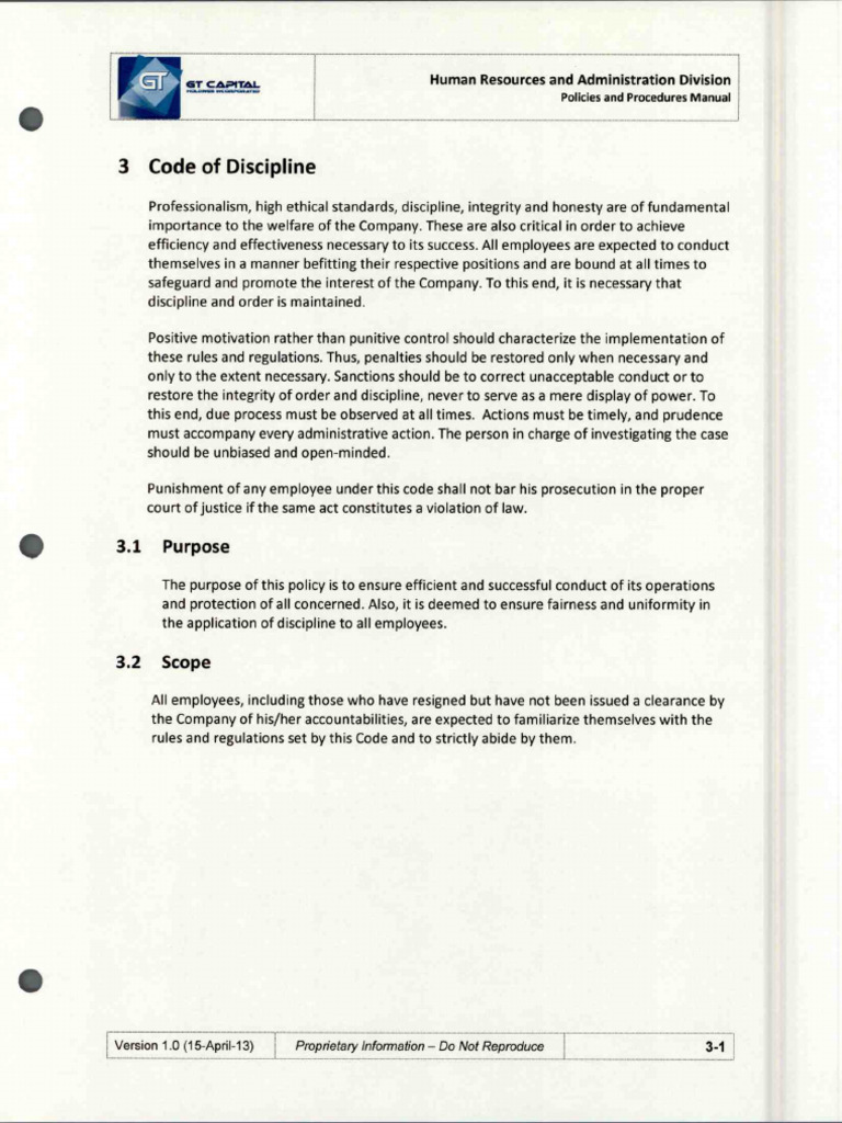 GT Capital Code of Discipline | PDF