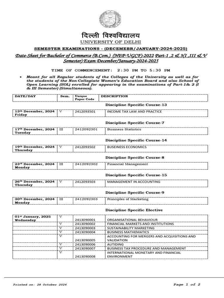 2024 10 29 NEP BCOM 23 Sem.V III I | PDF | Accounting | Economies