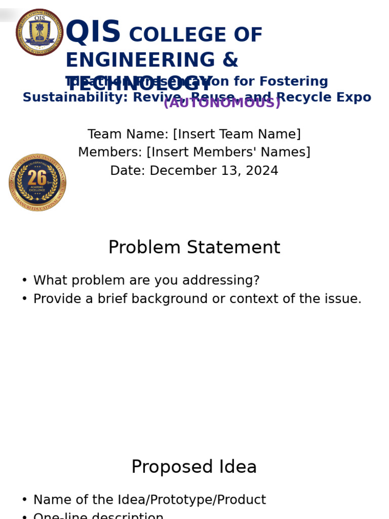 Sustainability Ideathon Expo Pitch | PDF
