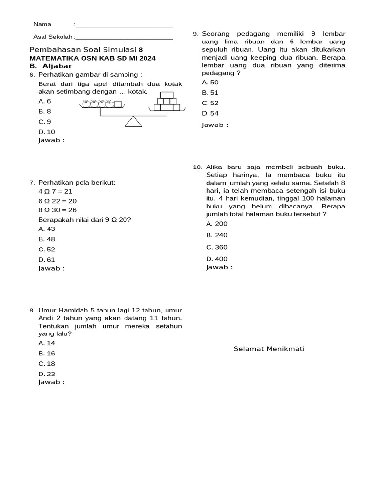 Pembahasan Soal Simulasi 8 No. 6-106 | PDF