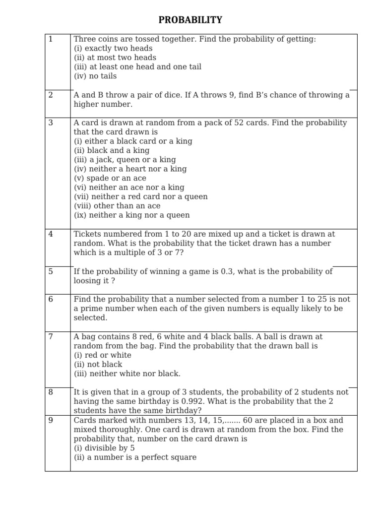 PROBABILITY | PDF | Probability | Gaming