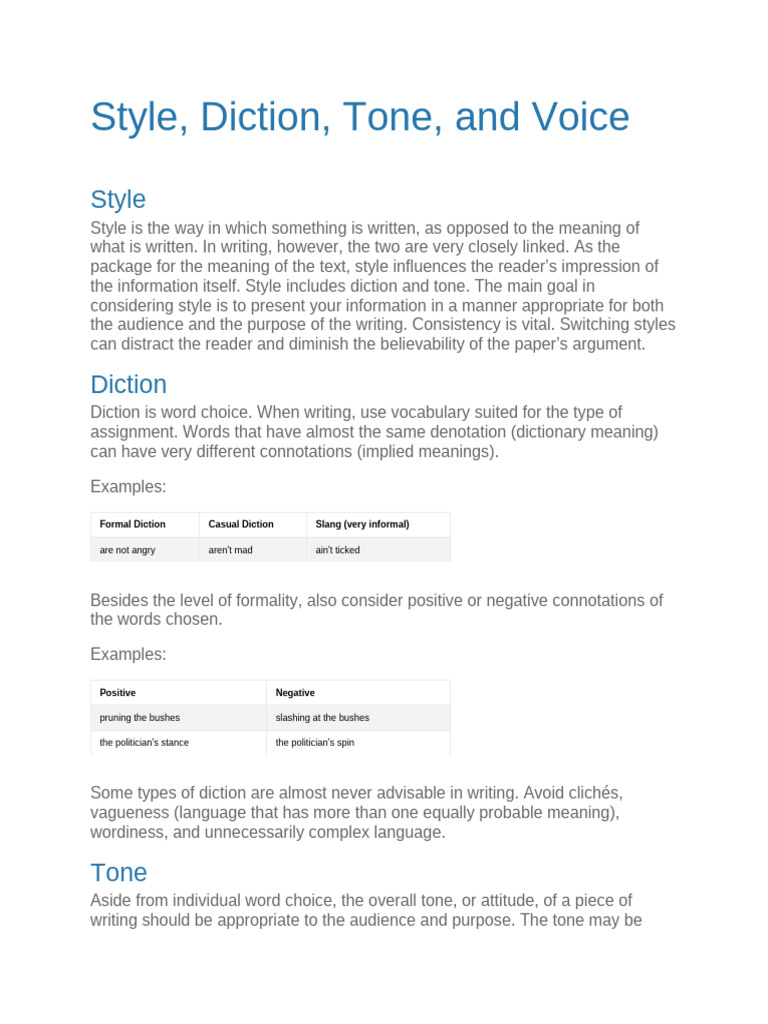 STYLE AND TONE AND DICTION | PDF | Human Communication | Linguistics