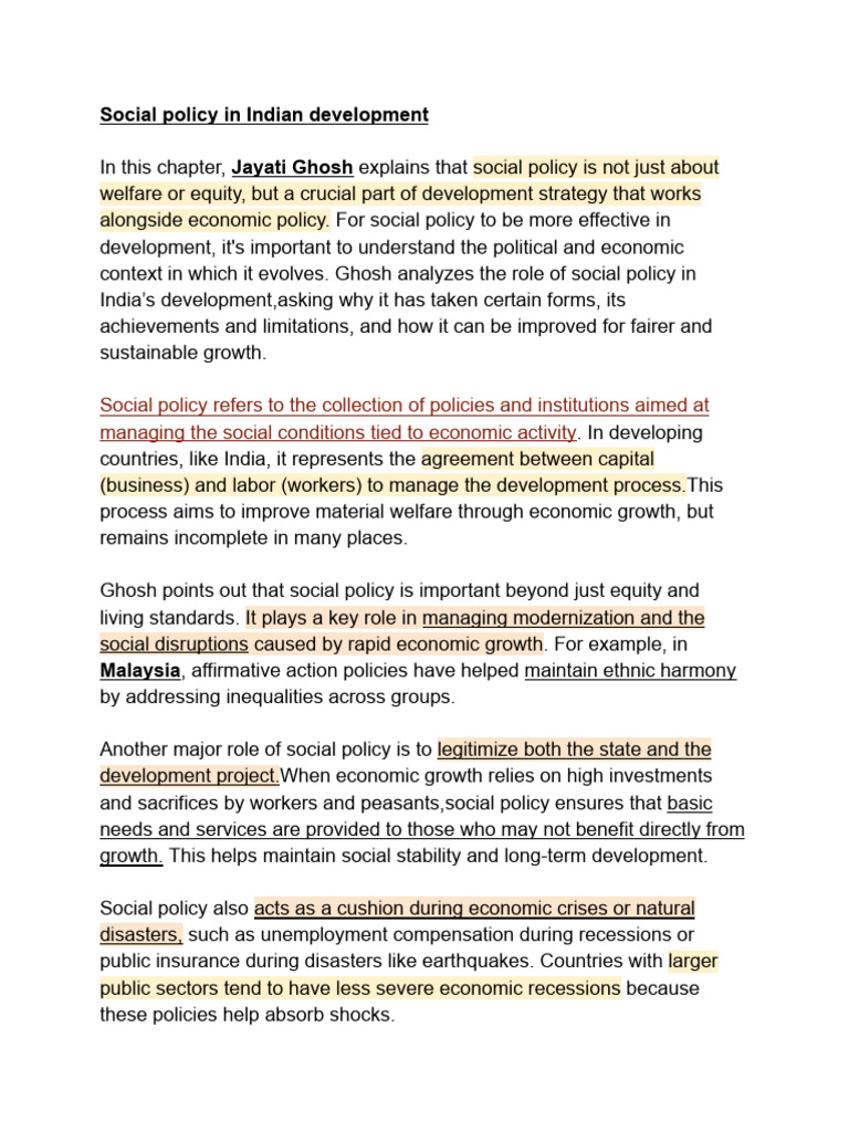 Social Policy's Role in India's Development | PDF | Economic Growth ...