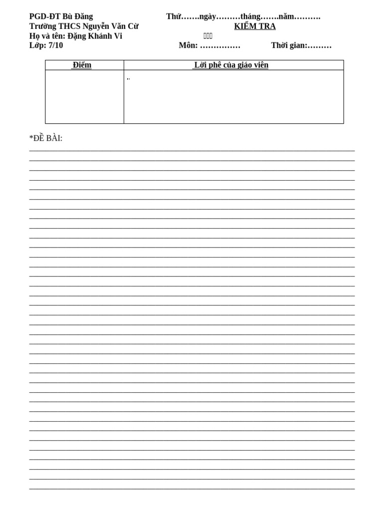 Mau Giay Kiem Tra 2 | PDF