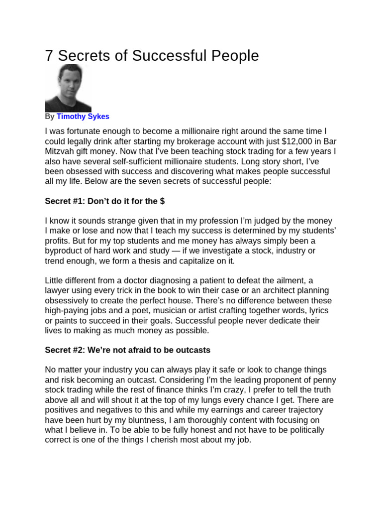 7 Secrets to Achieving Success | PDF | Goal | Mindset