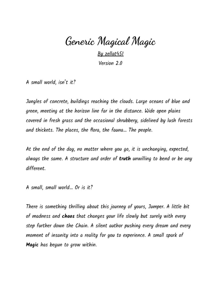 Generic Magical Magic Jump V2.0 | PDF | Magician (Fantasy) | Luck