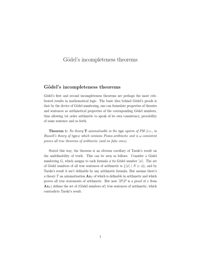 Godel Incompleteness Theorem | PDF | Theorem | Mathematical Logic