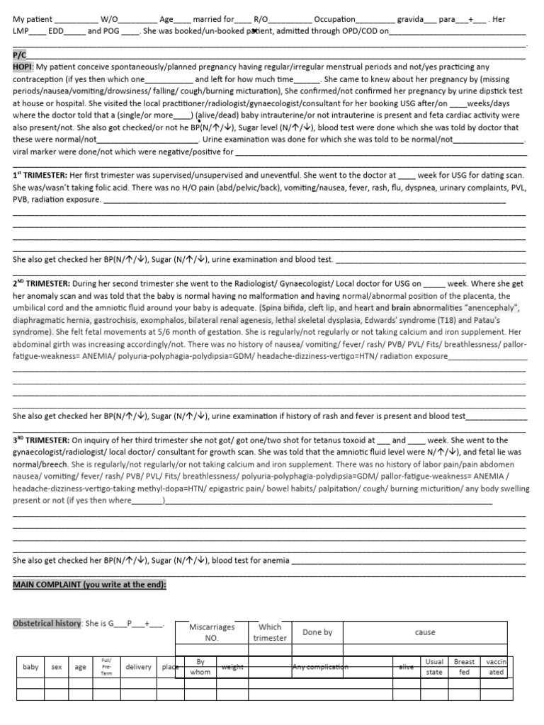 obs history | PDF | Pregnancy | Fetus