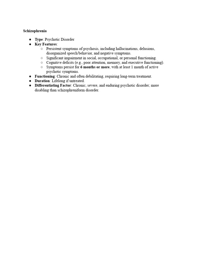 Schizophrenia - Notes 1229 | PDF