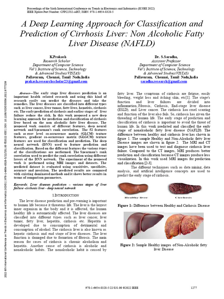 A Deep Learning Approach For Classification and Prediction of Cirrhosis Liver Non Alcoholic ...