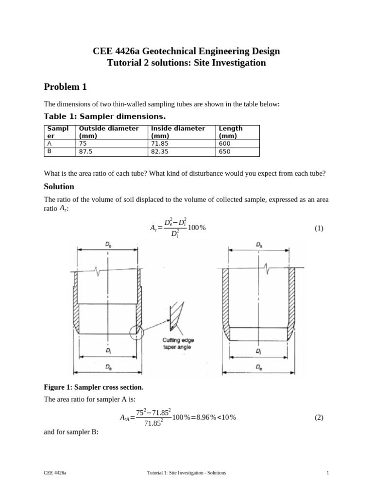 Geotechnical Sampling Tube Analysis | PDF | Soil Mechanics | Stress ...