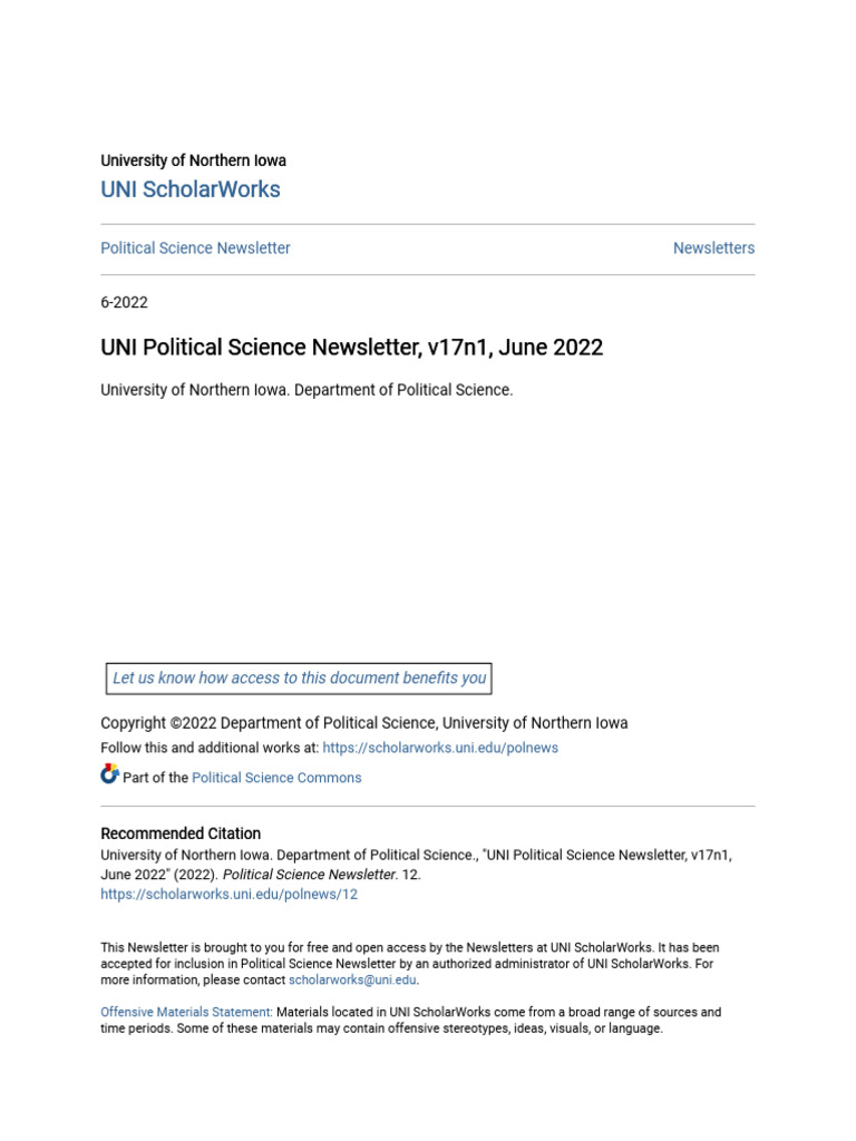 UNI Political Science Newsletter v17n1 June 2022 | PDF | Voter Turnout ...