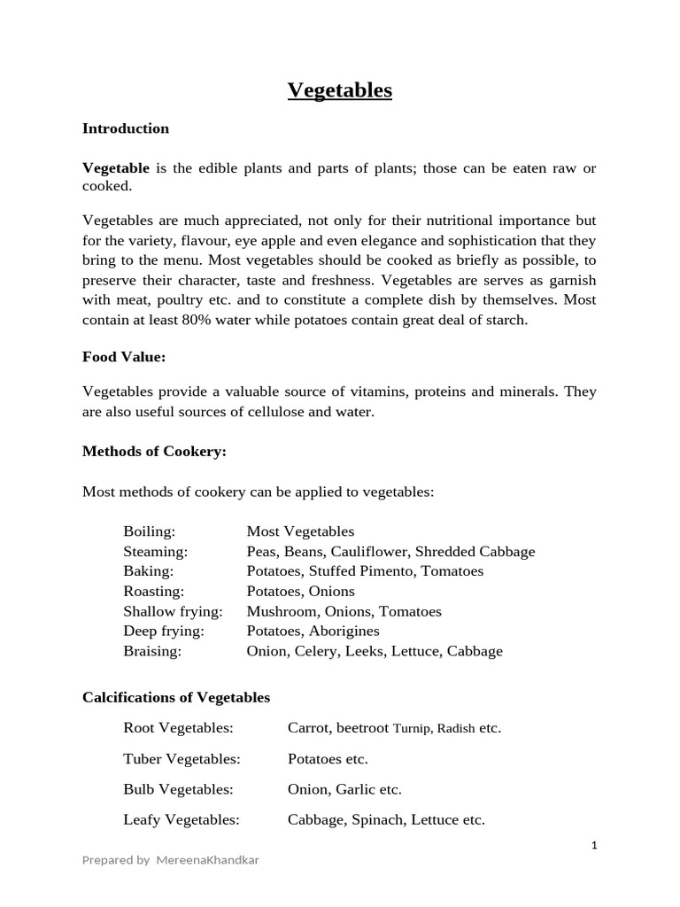 Vegetables.docx · version 1 | PDF | Vegetables | Potato