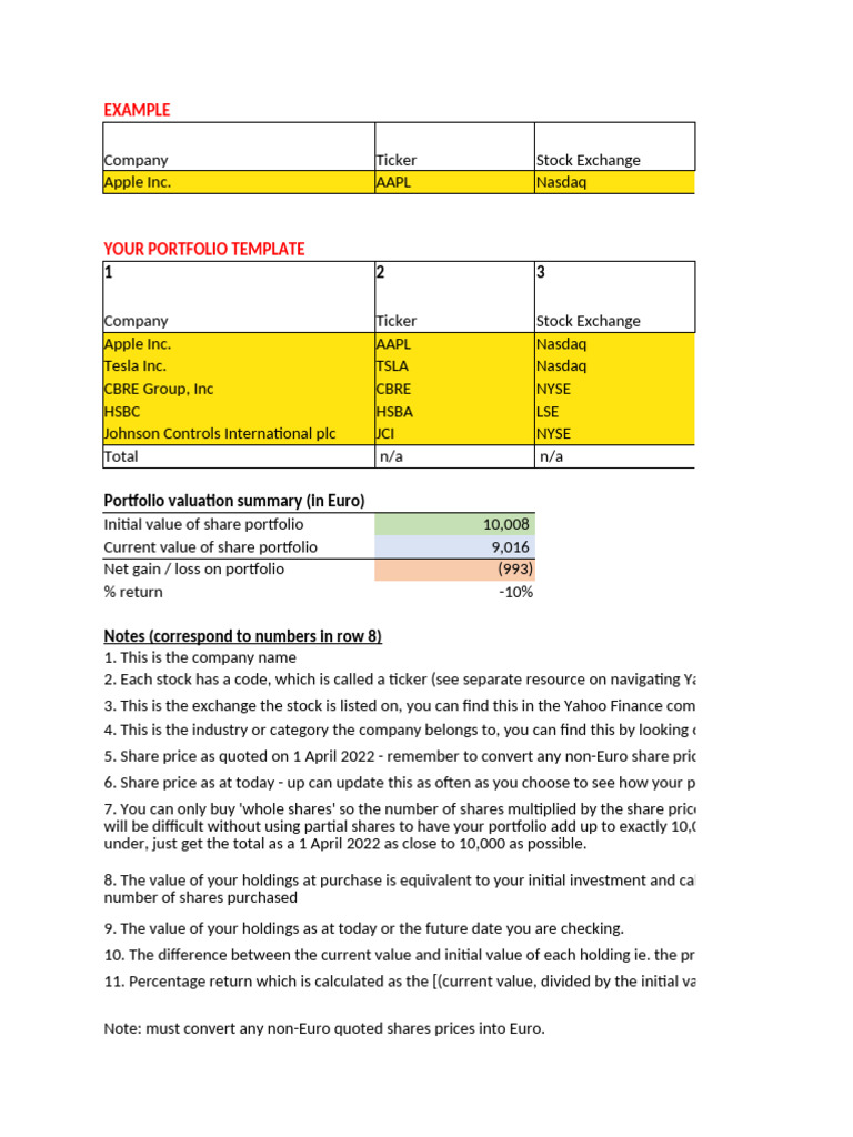 Simulated Portfolio Model Answer | PDF | Stocks | Nasdaq