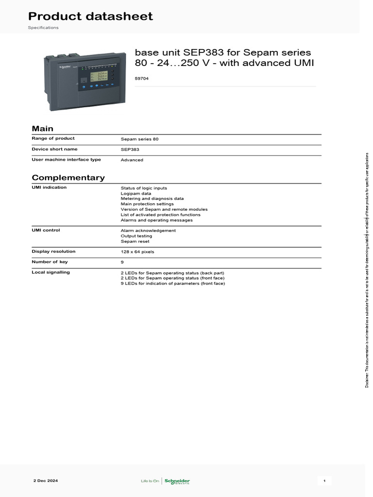 Schneider Electric - Easergy-Sepam-Series-80 - 59704 | PDF | Relay ...