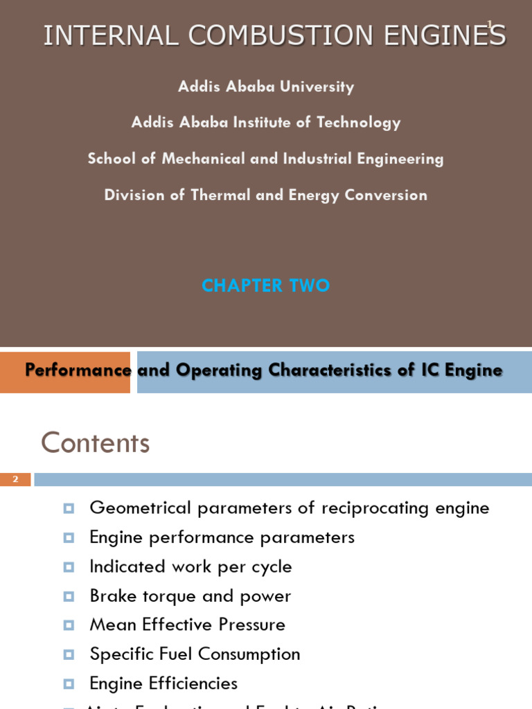 Chapter II Performance and Operating Characterstics of IC Engine | PDF | Internal Combustion ...