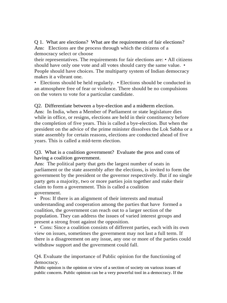 Gr-7 Civics Ch-2 notes | PDF | Elections | Political Parties