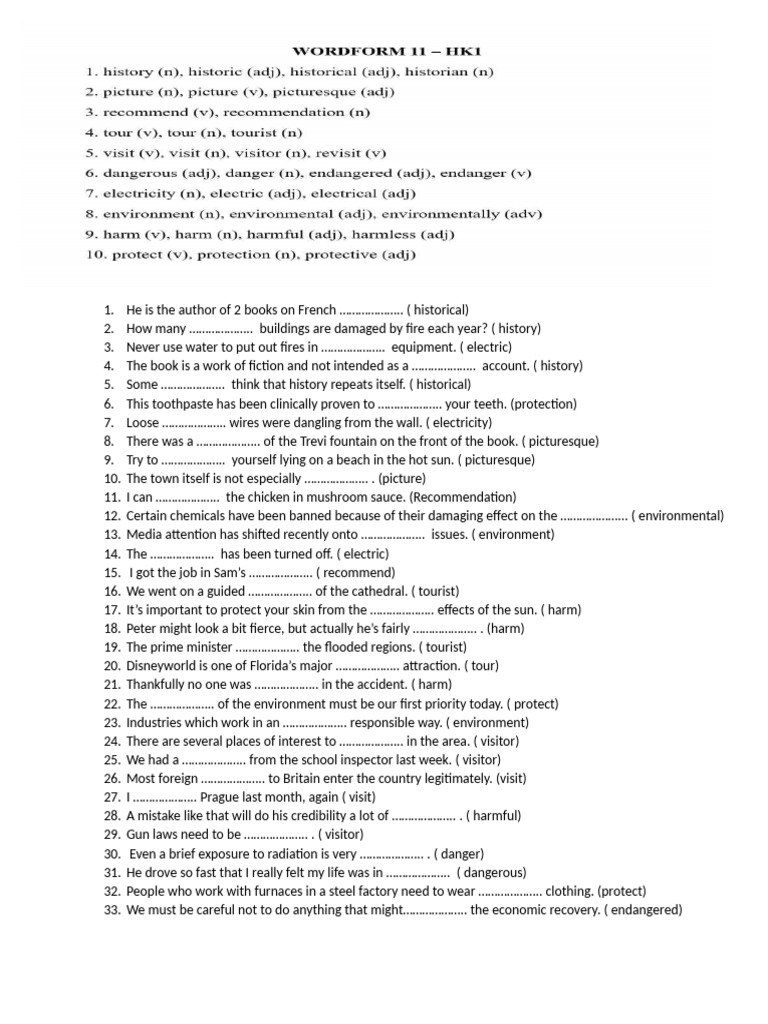Vocabulary Fill-in-the-Blank Exercise | PDF