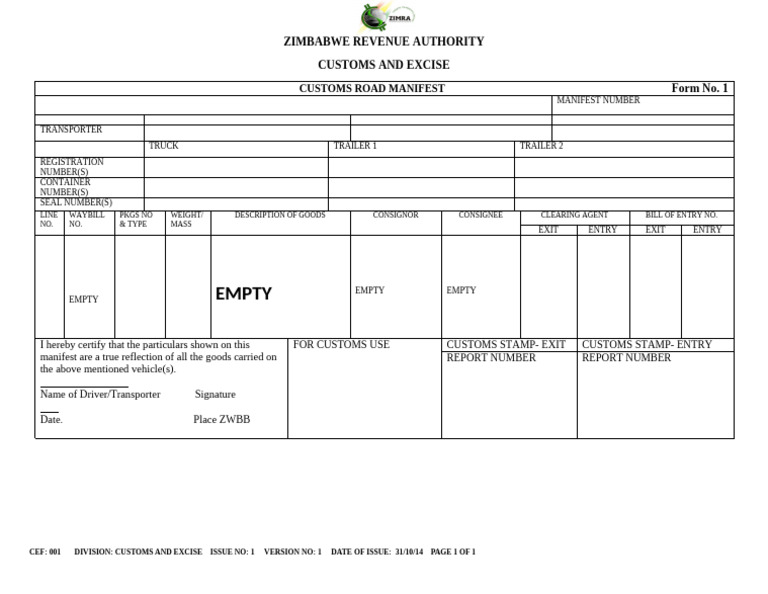 Empty Manifest | PDF
