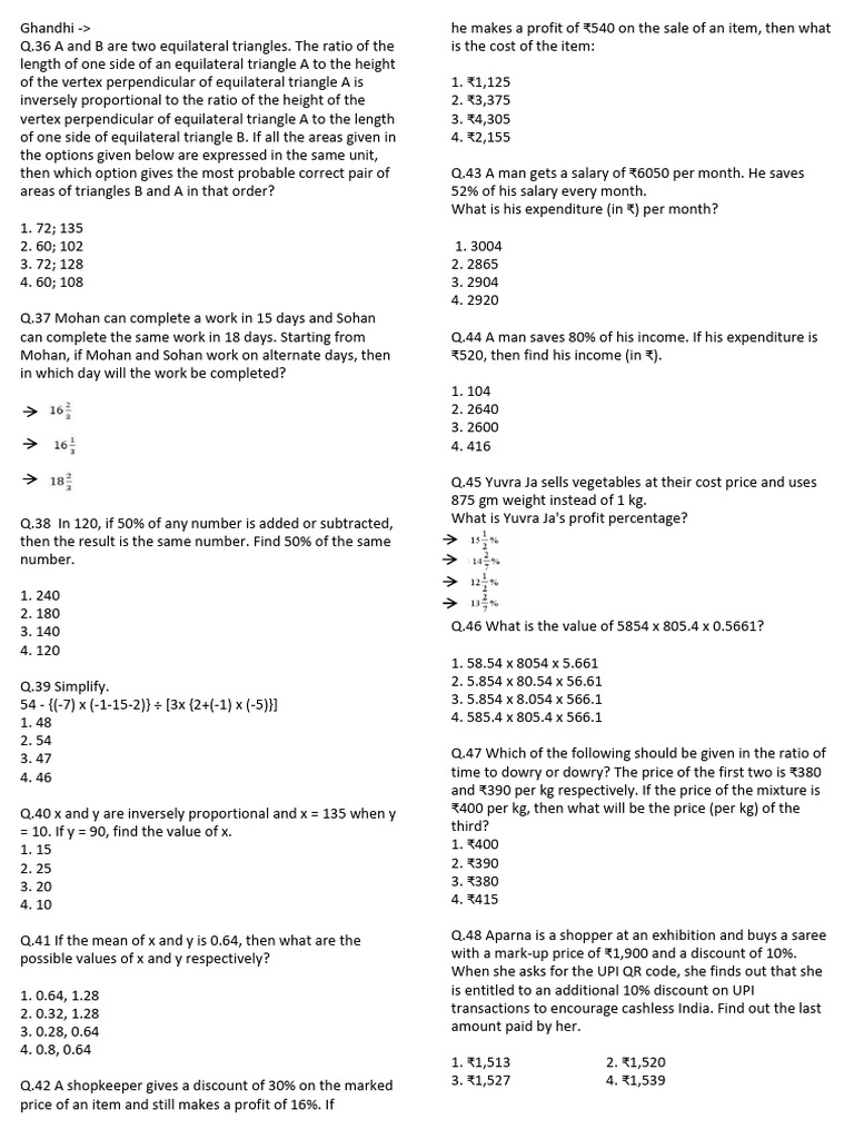 Math X Paper | PDF | Triangle | Percentage
