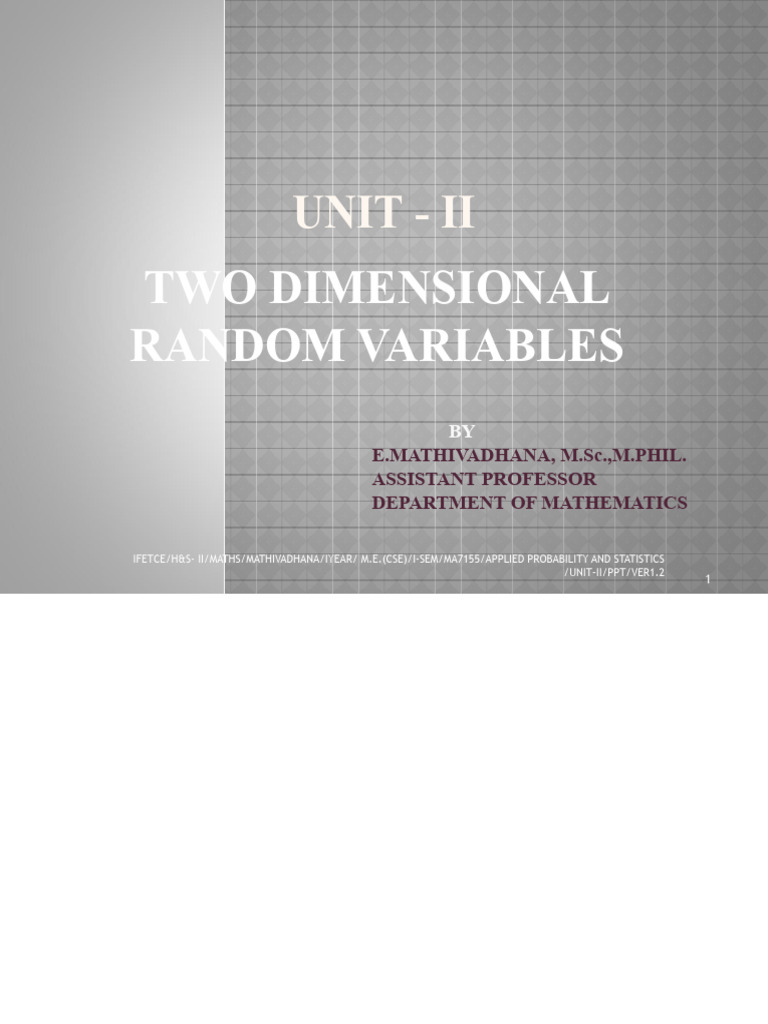 UNIT - III | PDF | Probability Distribution | Random Variable