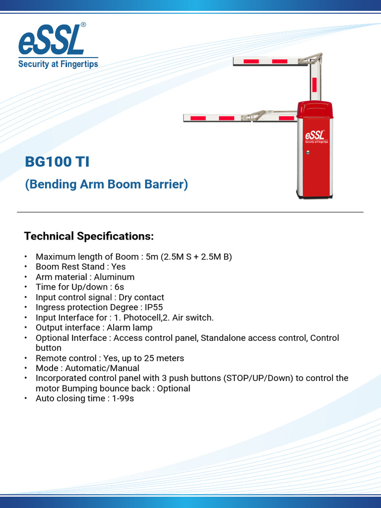 Boom Barrier Tech Specs | PDF
