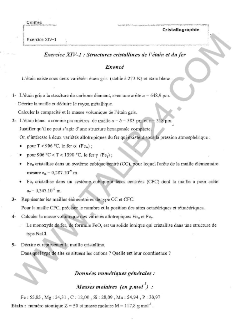 Structures cristallines de l'étain et du fer | PDF | Atomes | Étain
