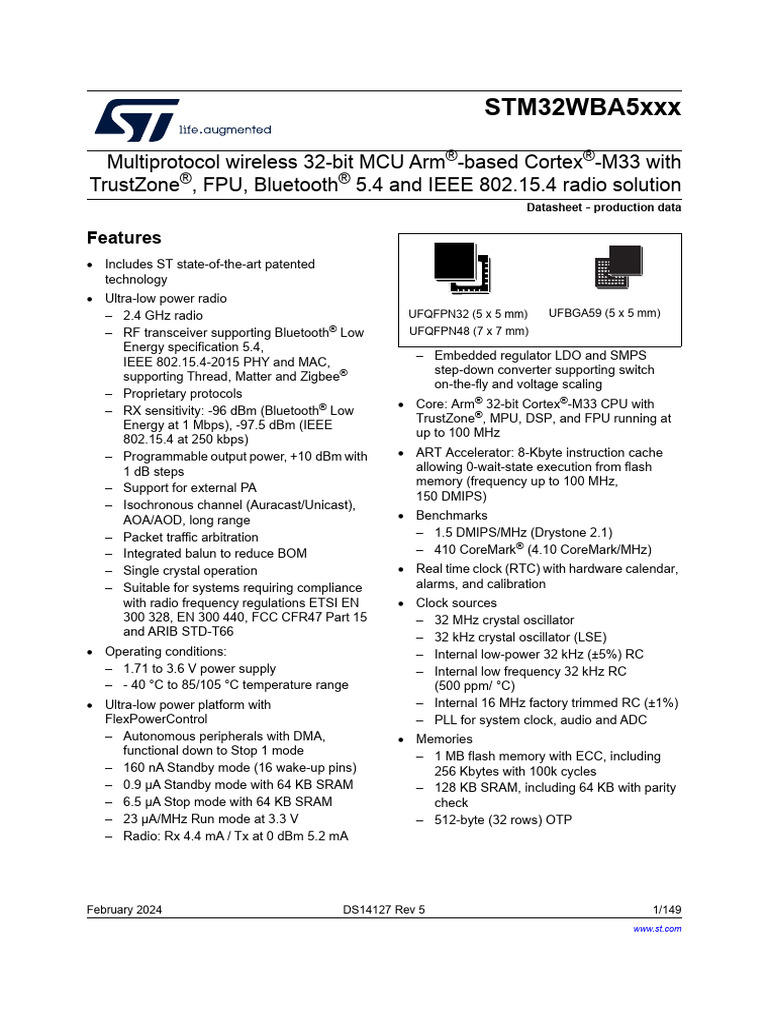 stm32wba54ce | PDF | Computing | Computer Engineering
