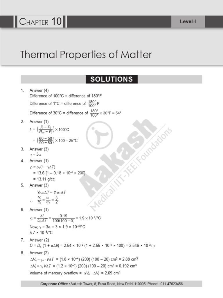CLS ENG-22-23XIII Phy Target-3 Level-1 Chapter-10 | PDF | Chemical ...