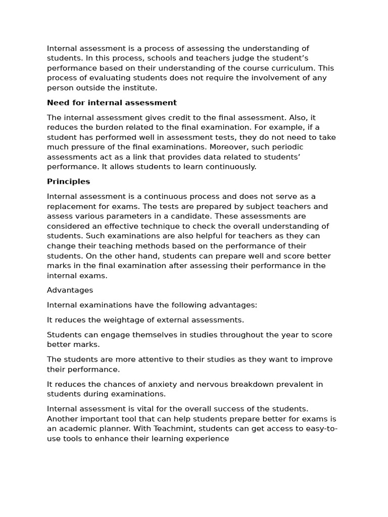Internal Assessment | PDF