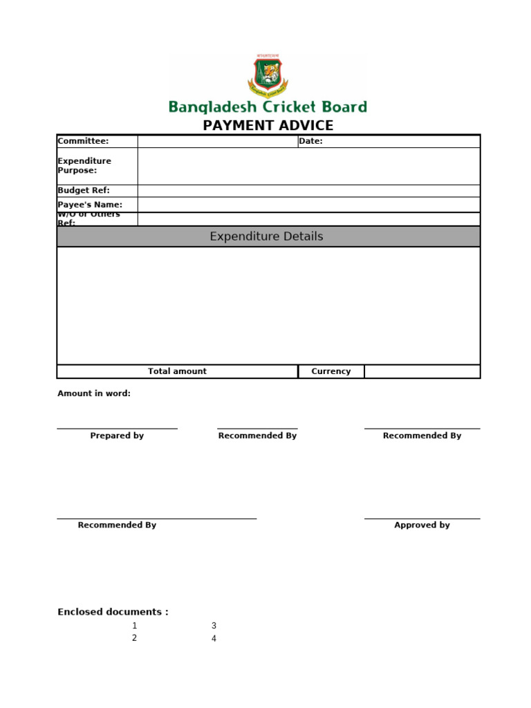 Payment Advice Document Template | PDF