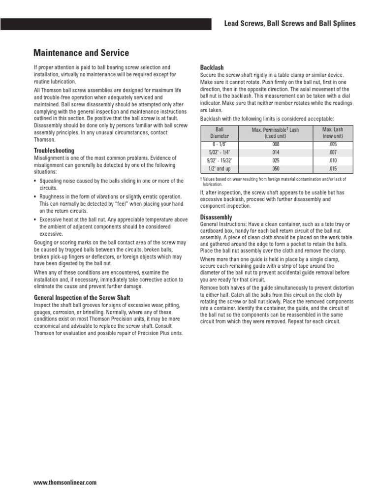 Ballscrew Maintenance en | PDF | Screw | Mechanical Engineering