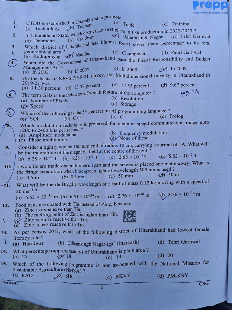 UKPSC Prelims 2024 GS Paper I | PDF