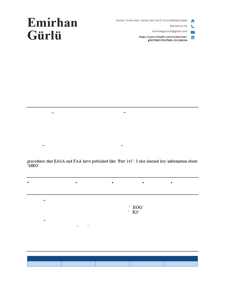 Emirhan Gürlü CV | PDF | Aviation | Aircraft