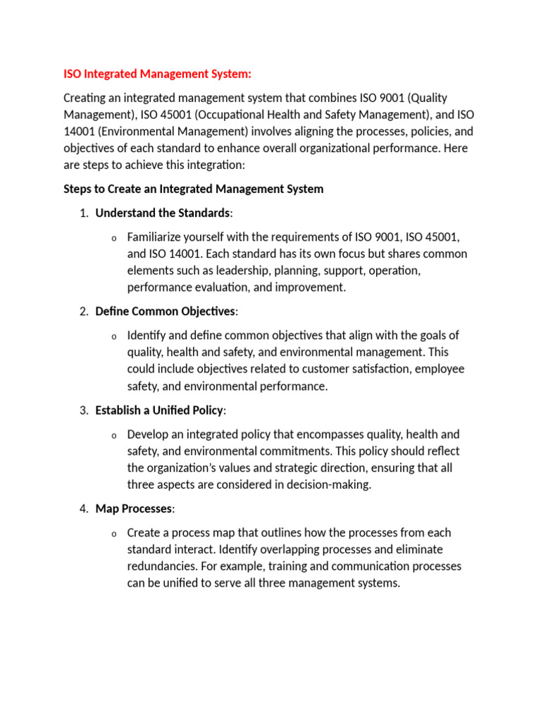 ISO integrated management system | PDF | Business
