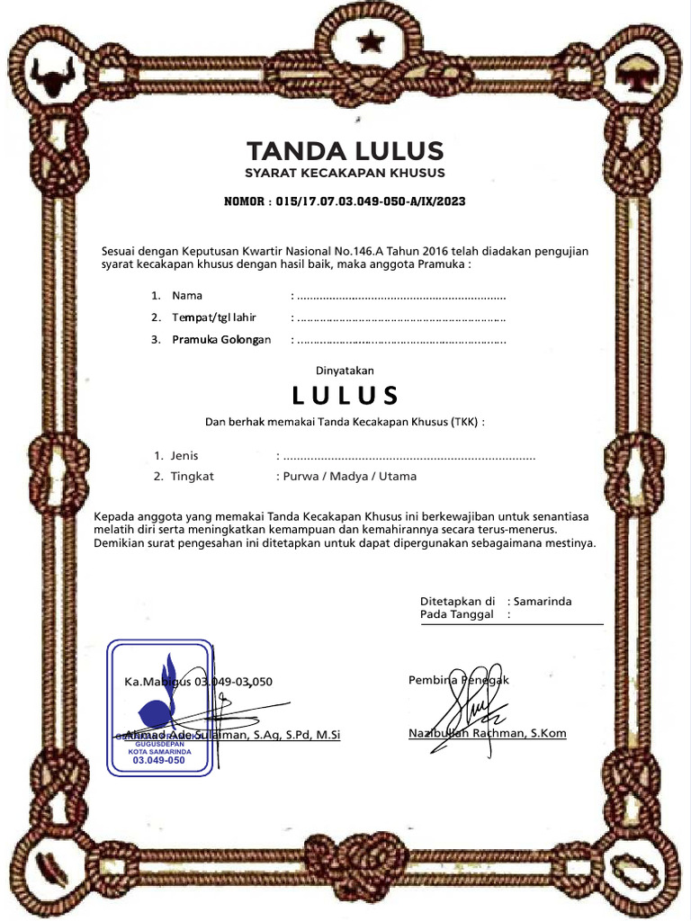 Sertifikat TKK 2 | PDF