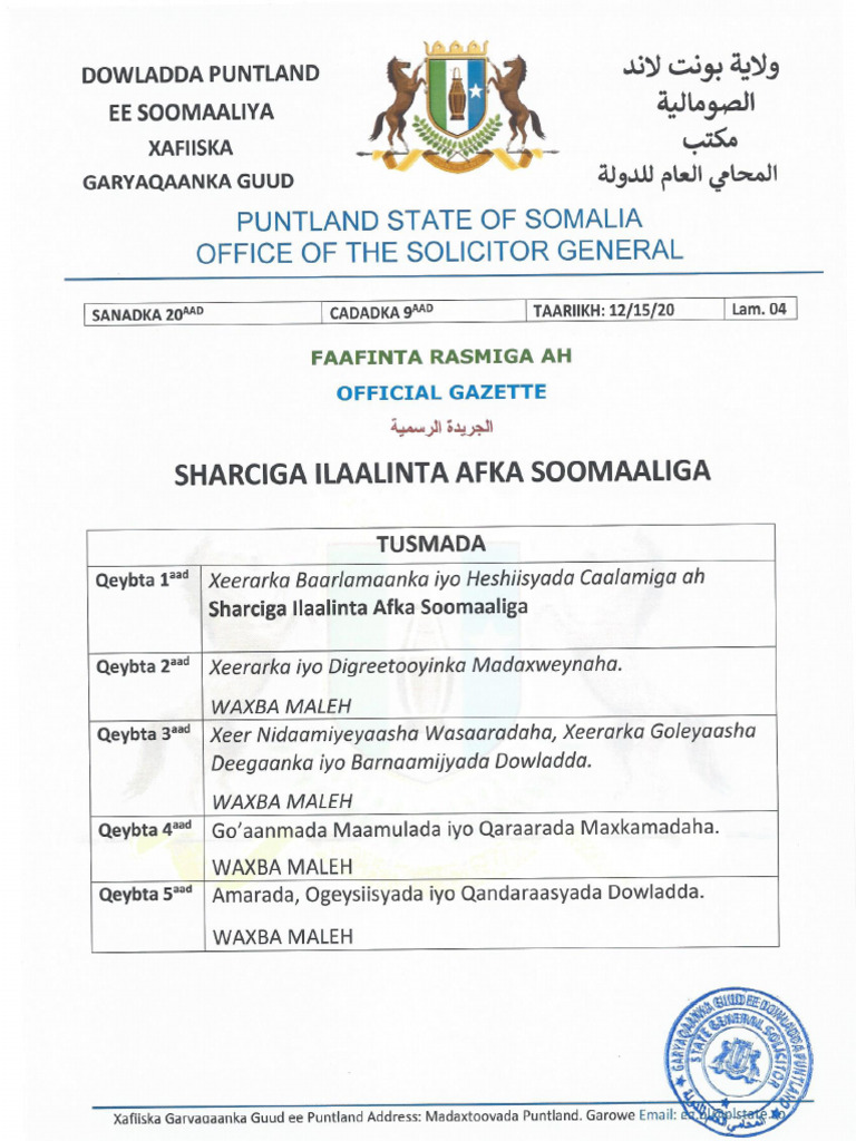 Xeerka-Ilaalinta-Afka-Soomaaliga | PDF