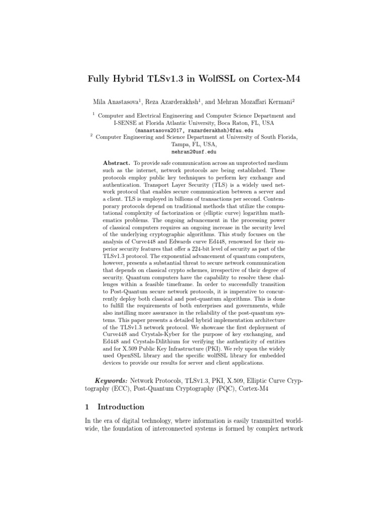 Fully Hybrid Tls 1 3 Pdf Transport Layer Security Cryptography