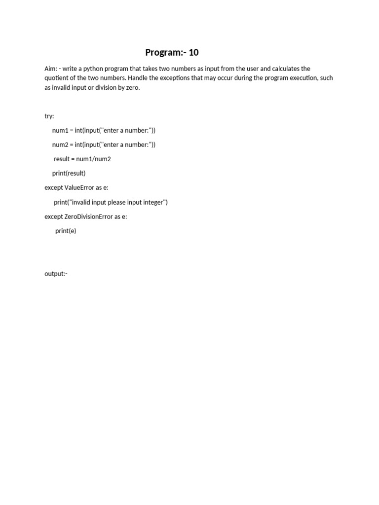 Python Program for Safe Division | PDF