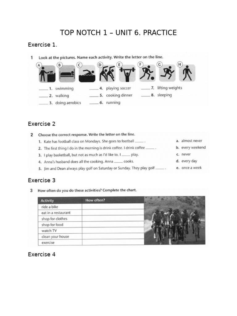 TOP NOTCH 1- Unit 6 | PDF