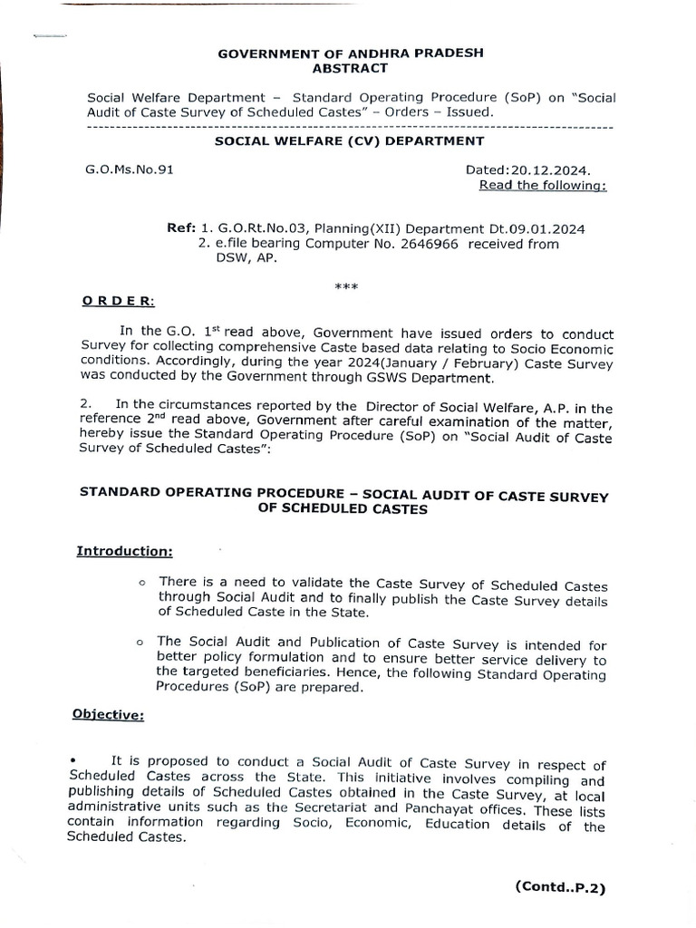 Social Audit of SC Caste Lists GO 91 | PDF
