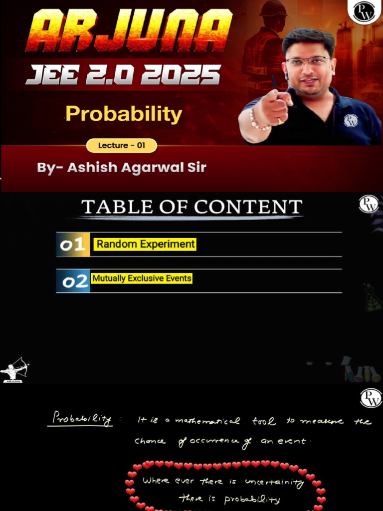 Probability 01 _ Class Notes __ Arjuna JEE 2.0 2025 | PDF