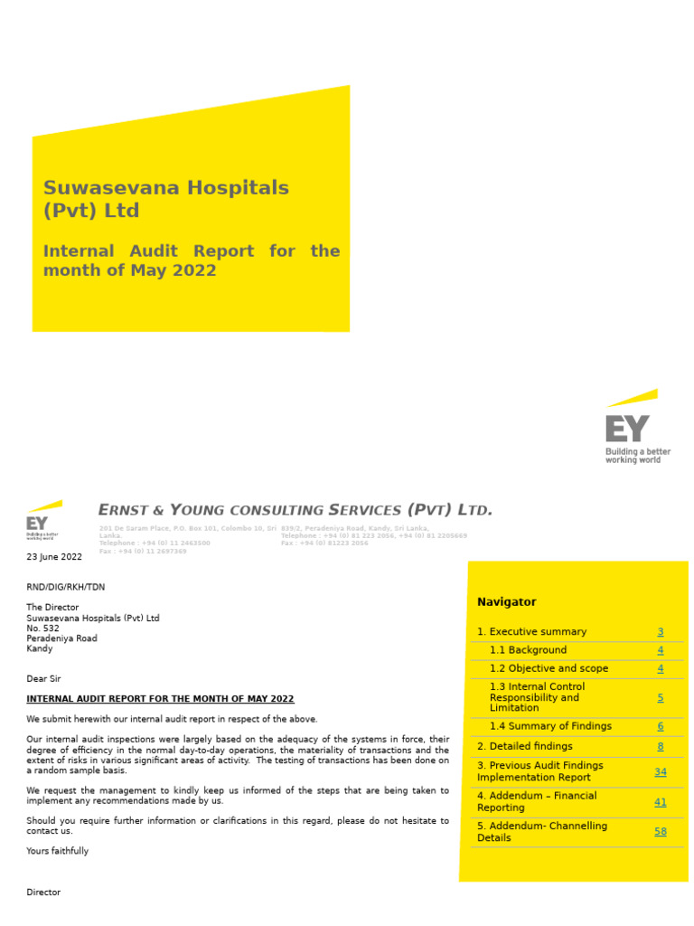 Internal Audit Report - May 2022 Final | PDF | Internal Control | Audit