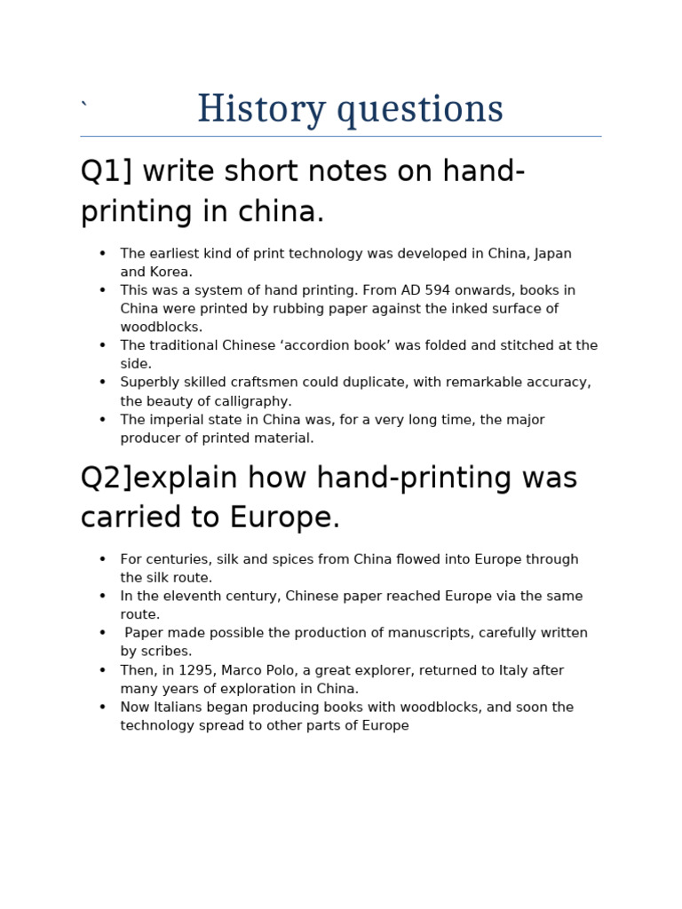 History CH 5 Questions and Answers | PDF | Printing | Johannes Gutenberg