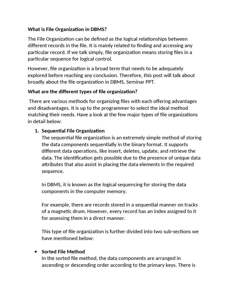 What Is File Organization in DBMS | PDF | Database Index | Databases