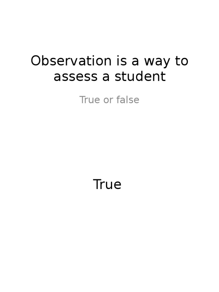 Observation Is A Way To Assess A Student | PDF