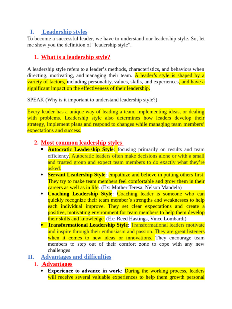 Understanding Leadership Styles and Challenges | PDF | Leadership ...