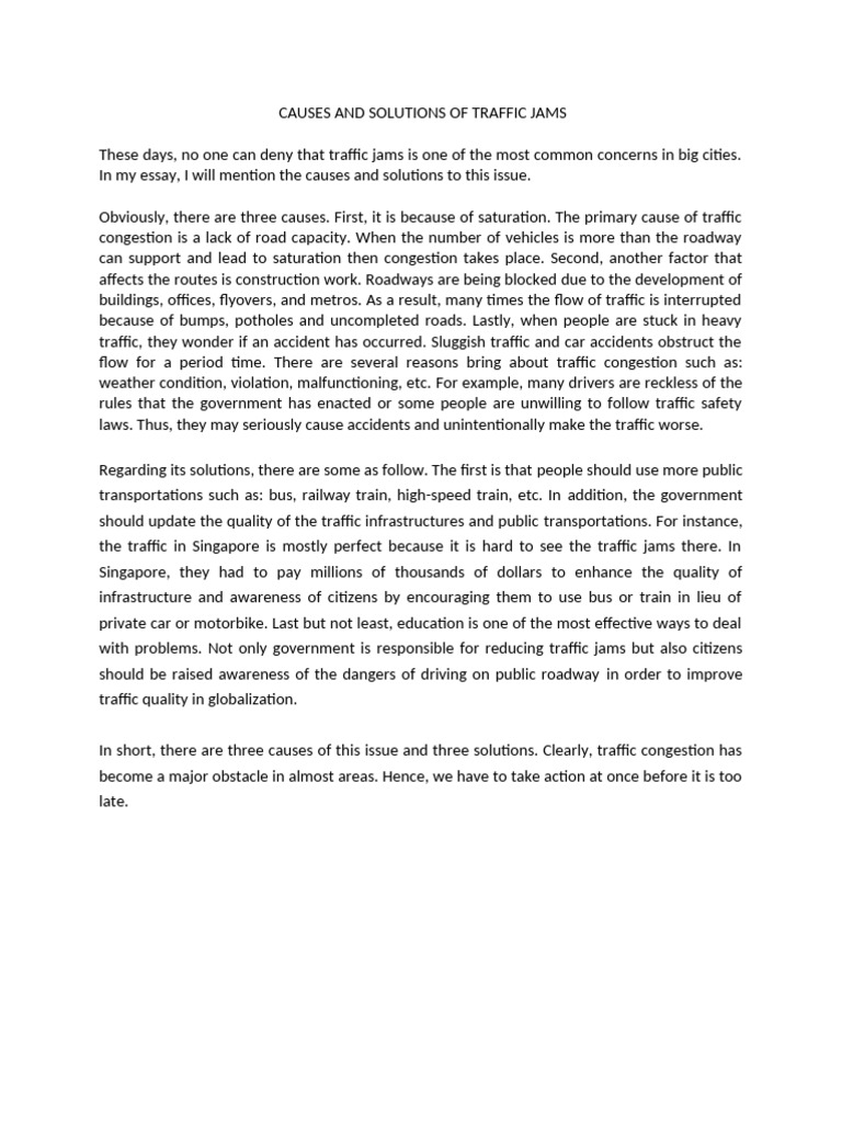 CAUSES AND SOLUTIONS OF TRAFFIC JAMS | PDF