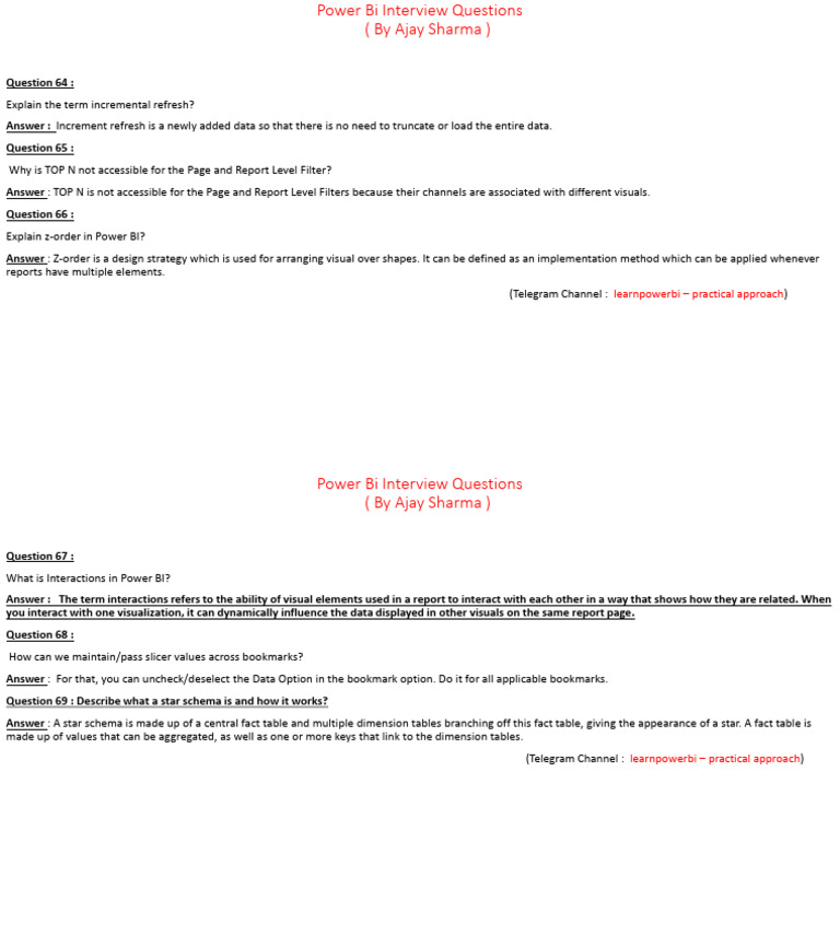Power Bi Interview Questions Part 13 Pdf 